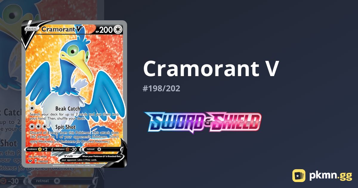 Cramorant V #198/202 Sword & Shield | pkmn.gg