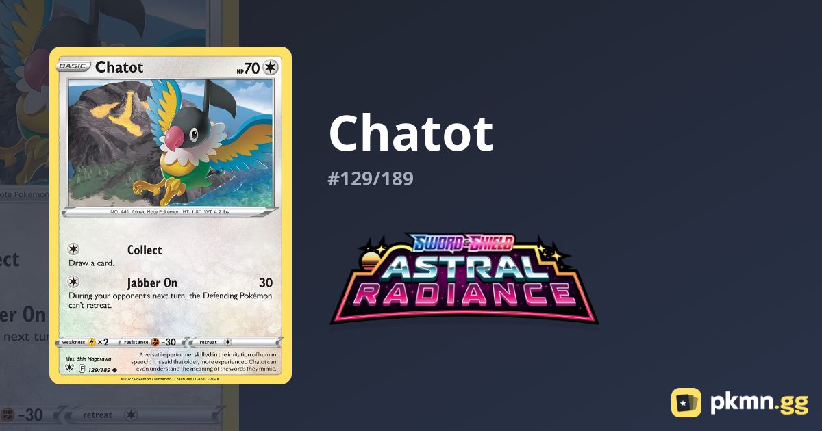 Chatot #129/189 Astral Radiance | pkmn.gg