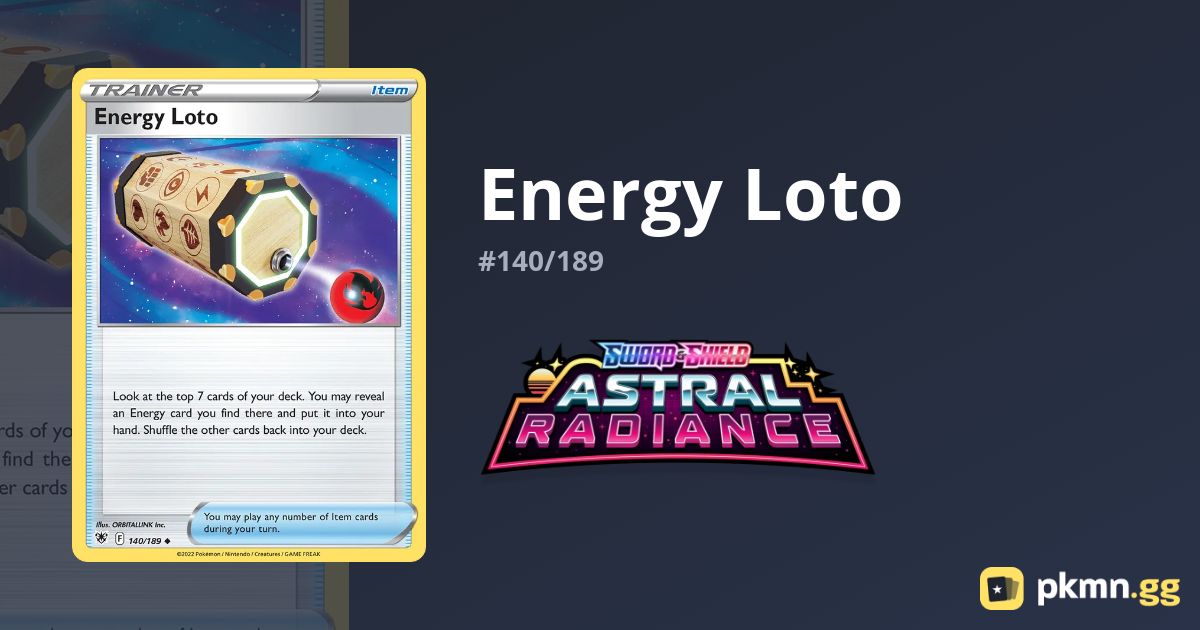 Energy Loto #140/189 Astral Radiance | pkmn.gg