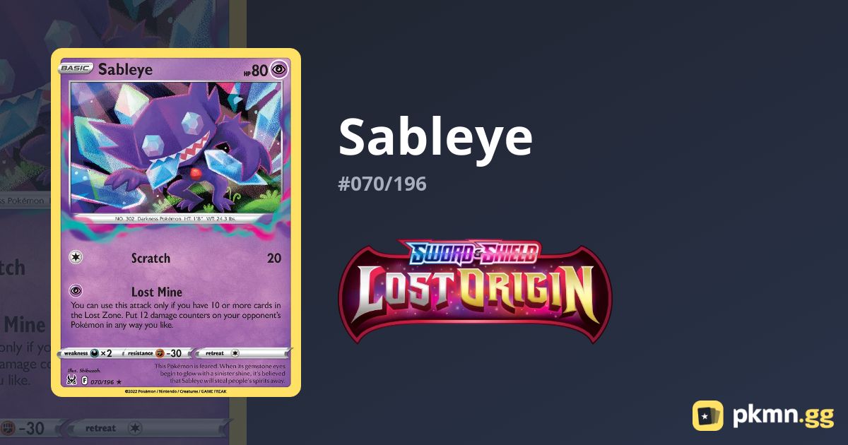 Sableye #070/196 Lost Origin | pkmn.gg