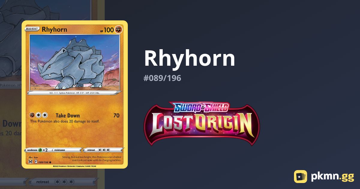 Rhyhorn #089/196 Lost Origin | pkmn.gg