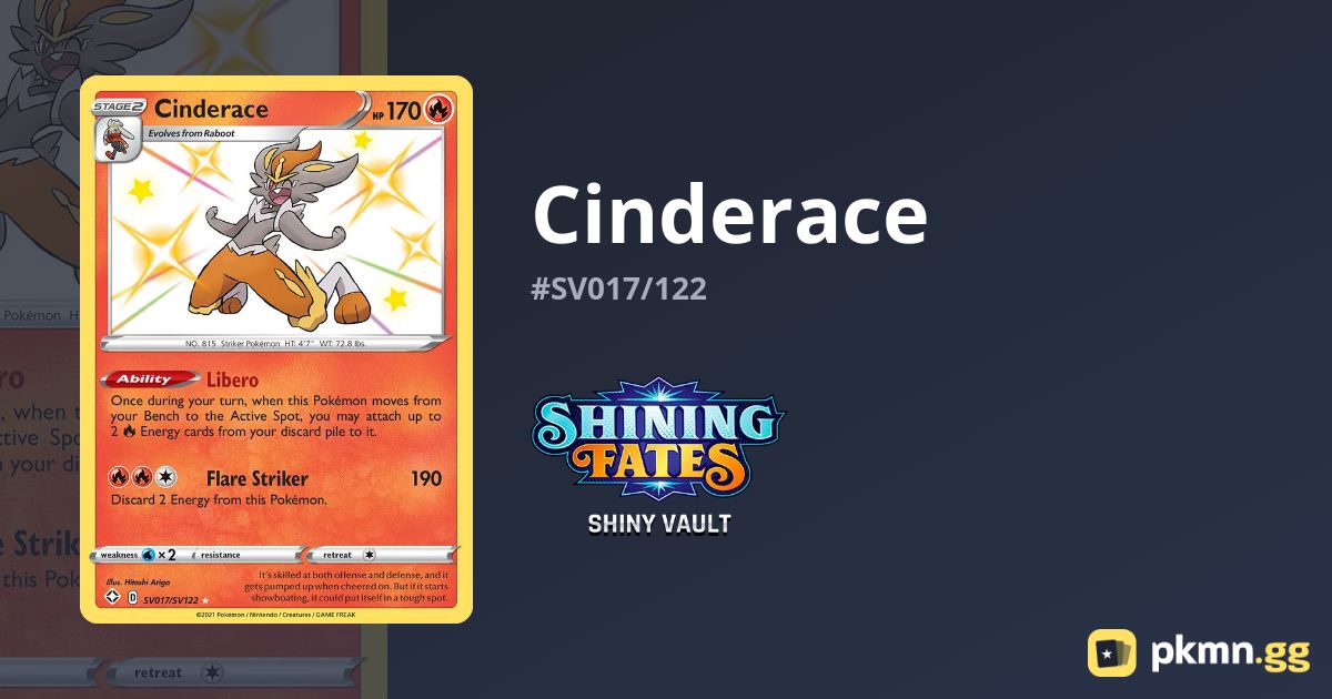 Cinderace #SV017/122 Shiny Vault | pkmn.gg