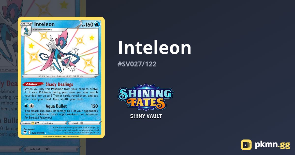 Inteleon #SV027/122 Shiny Vault | pkmn.gg