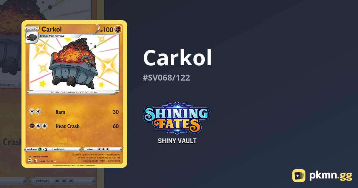 Carkol #SV068/122 Shiny Vault | pkmn.gg