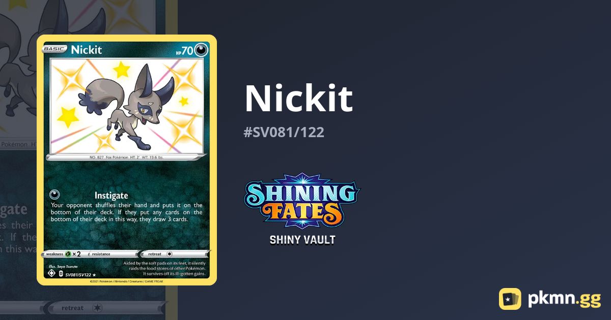 Nickit #SV081/122 Shiny Vault | pkmn.gg