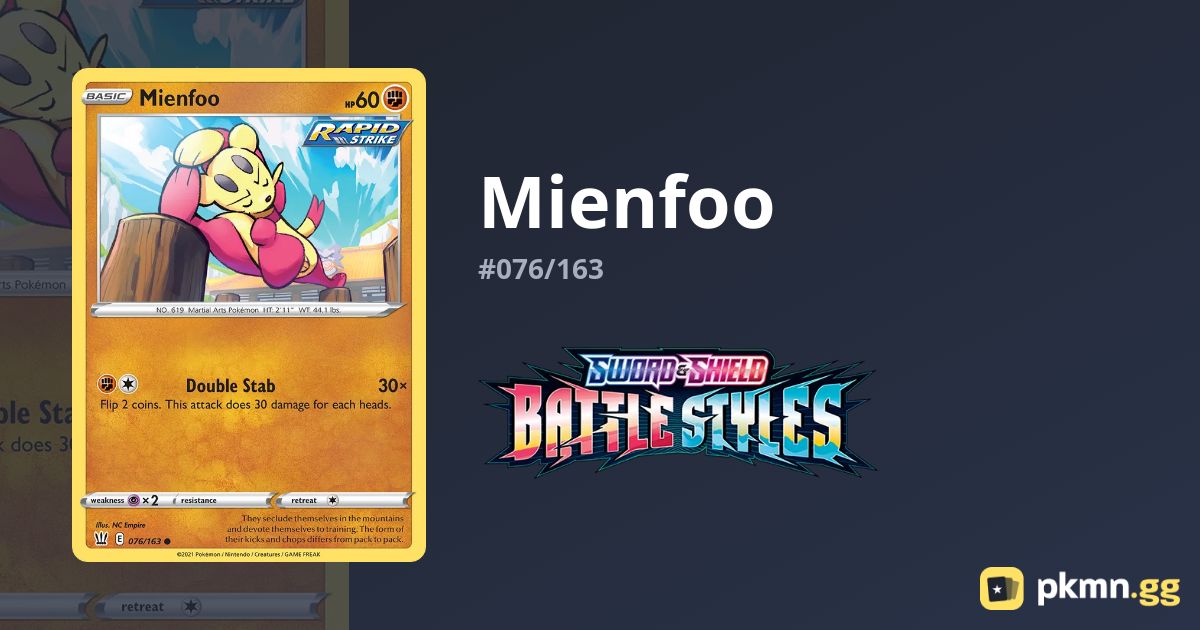 Mienfoo #076/163 Battle Styles | pkmn.gg
