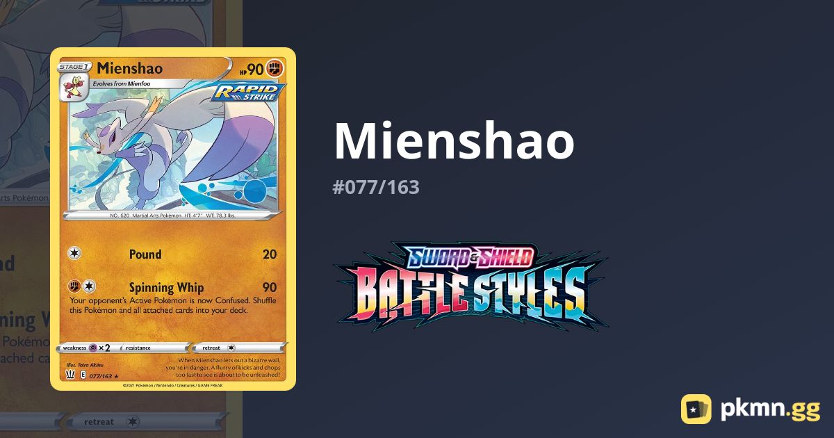 Mienshao #077/163 Battle Styles | pkmn.gg