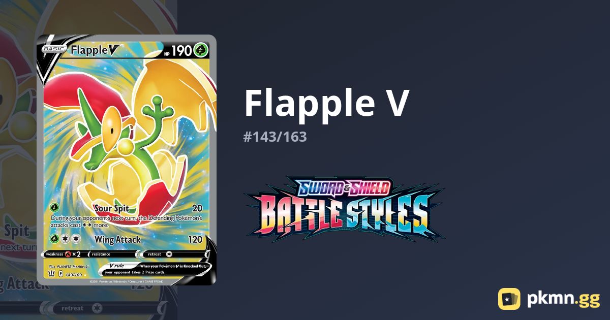 Flapple V #143/163 Battle Styles | pkmn.gg