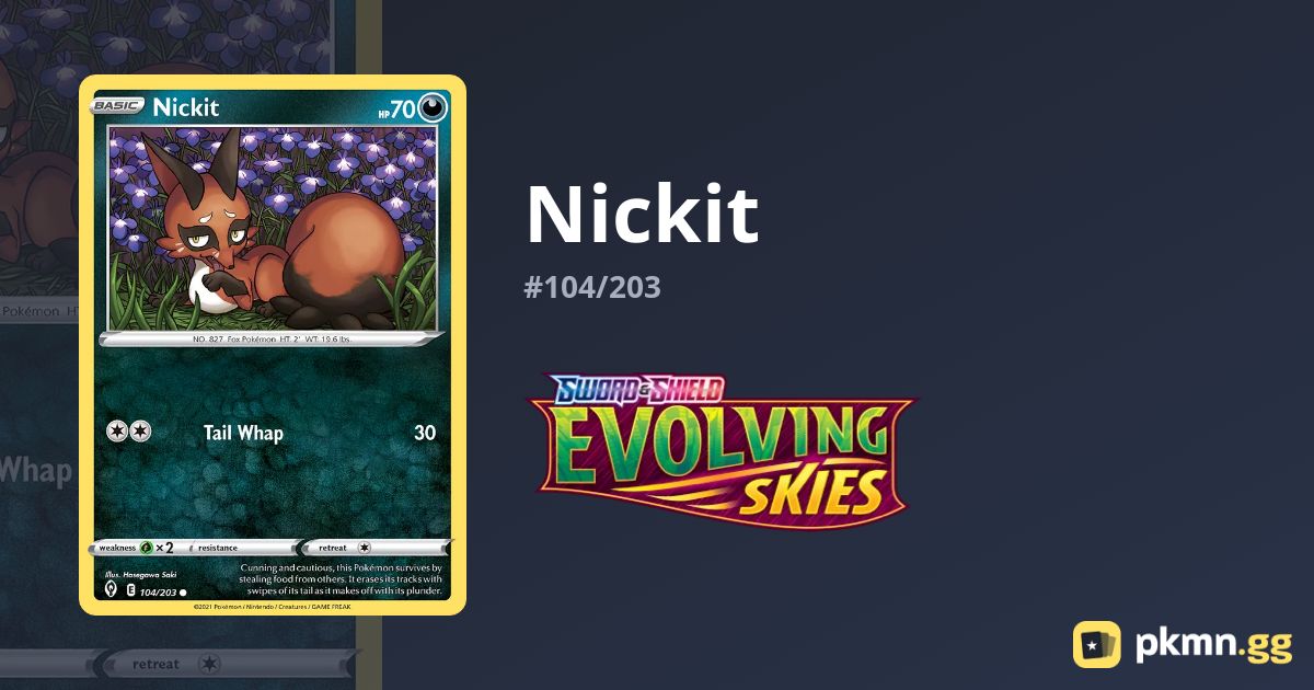 Nickit #104/203 Evolving Skies | pkmn.gg