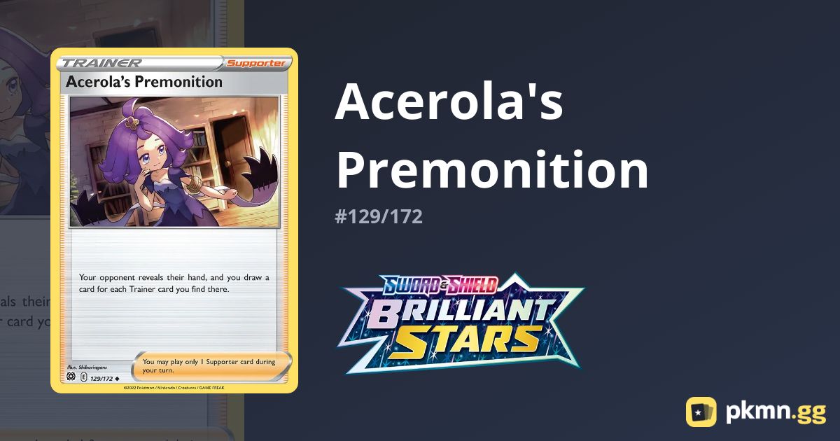 Acerola's Premonition #129/172 Brilliant Stars | pkmn.gg