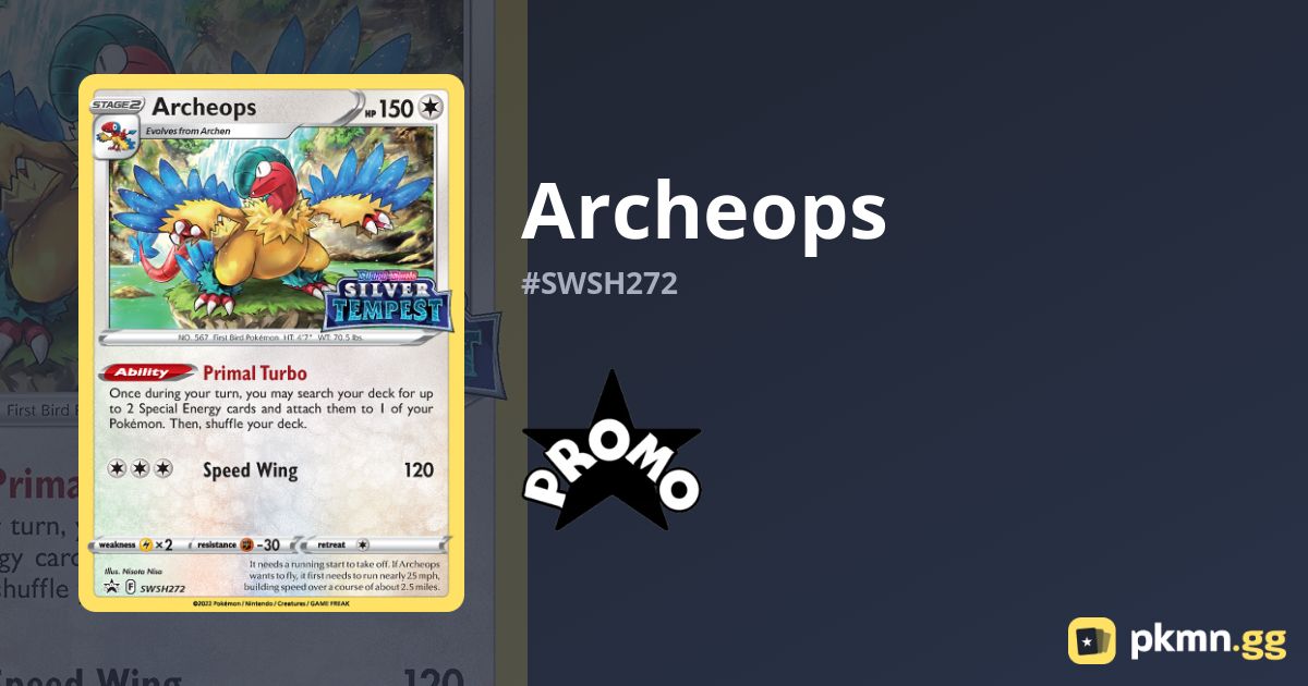 Near Mint Pokémon TCG Archeops Silver Tempest Pre-Release Promo Pokemon ...