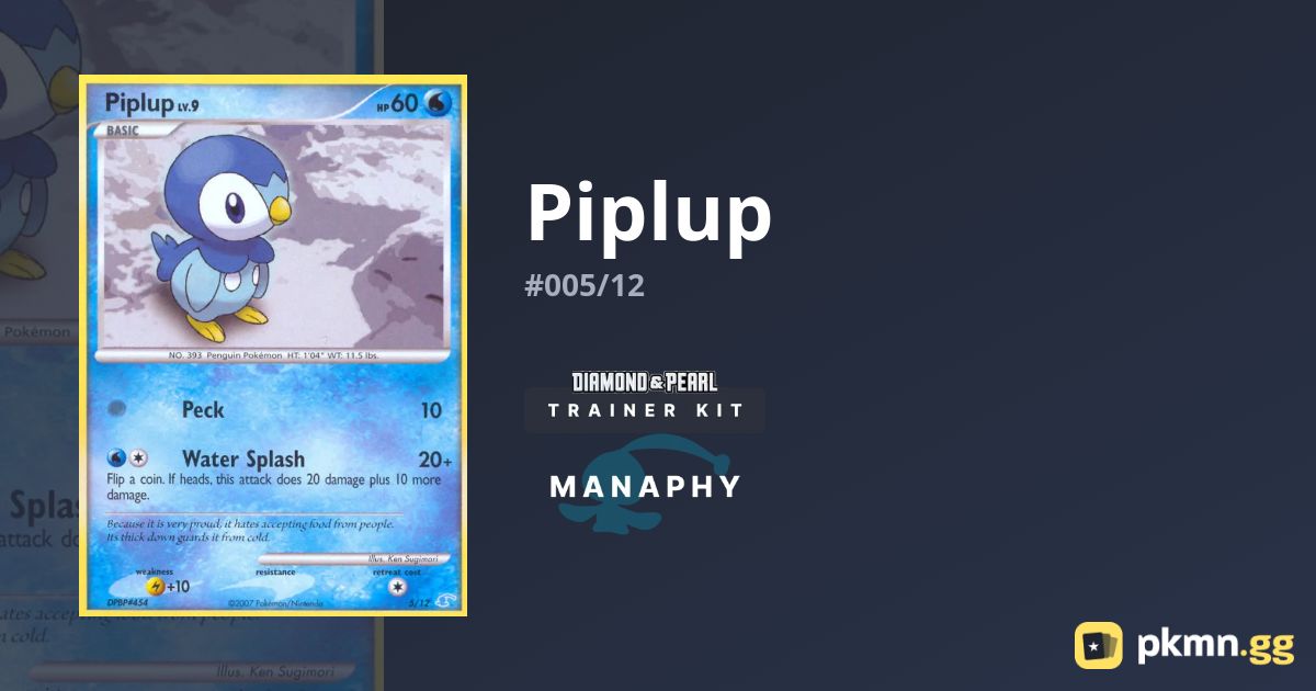 Piplup #005/12 DP Trainer Kit Manaphy | pkmn.gg